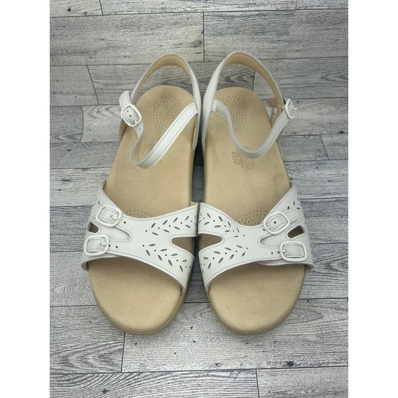 SAS | Shoes | Sas Tripad Comfort White Leather Perforated Wedge Sandals ...